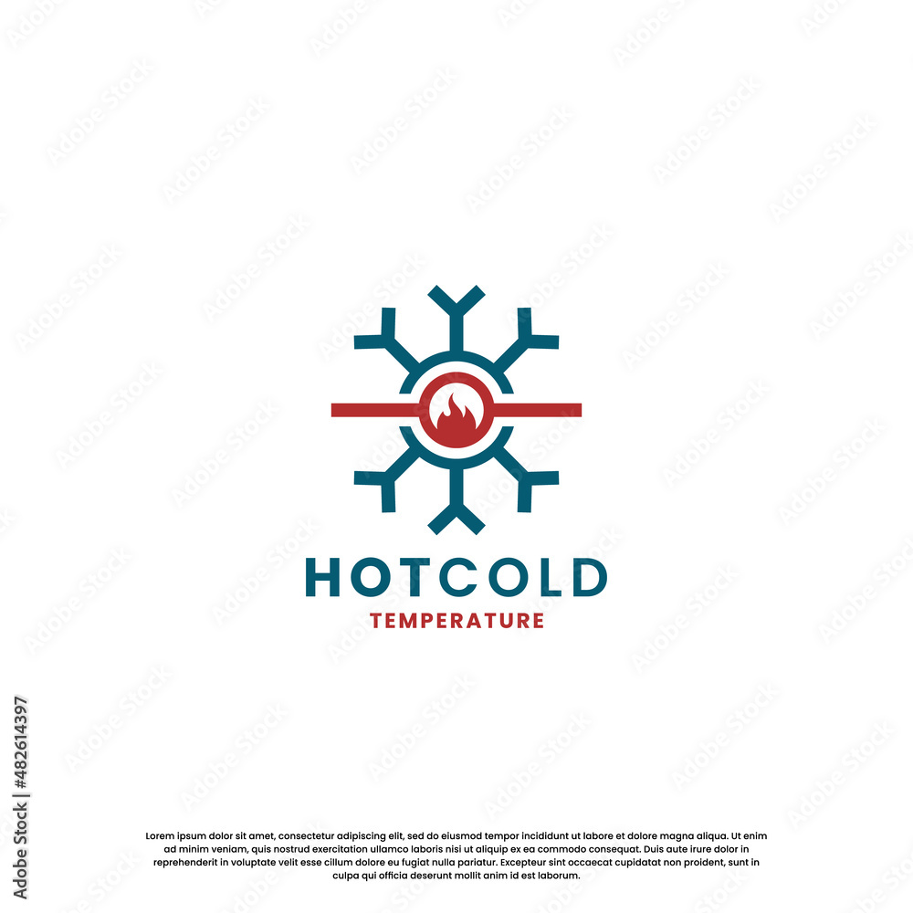 hot and cold logo design for temperature. snow and flame icon ...
