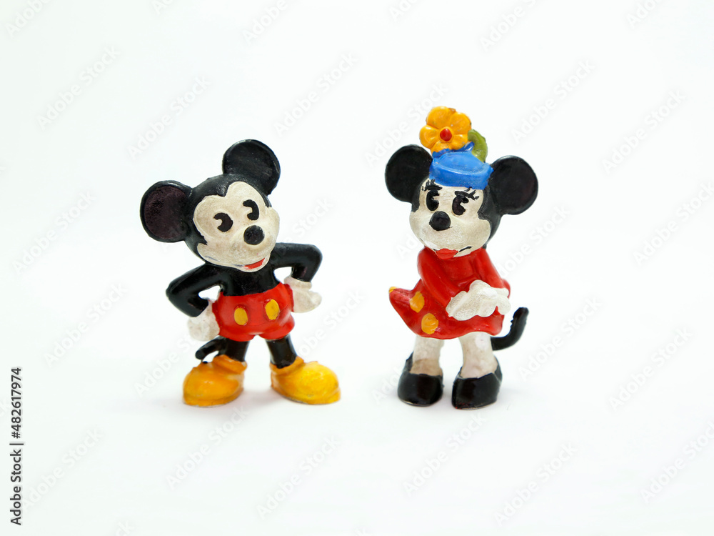 Mickey Mouse and Minnie retro toys figures. Plastic doll. Vintage ...