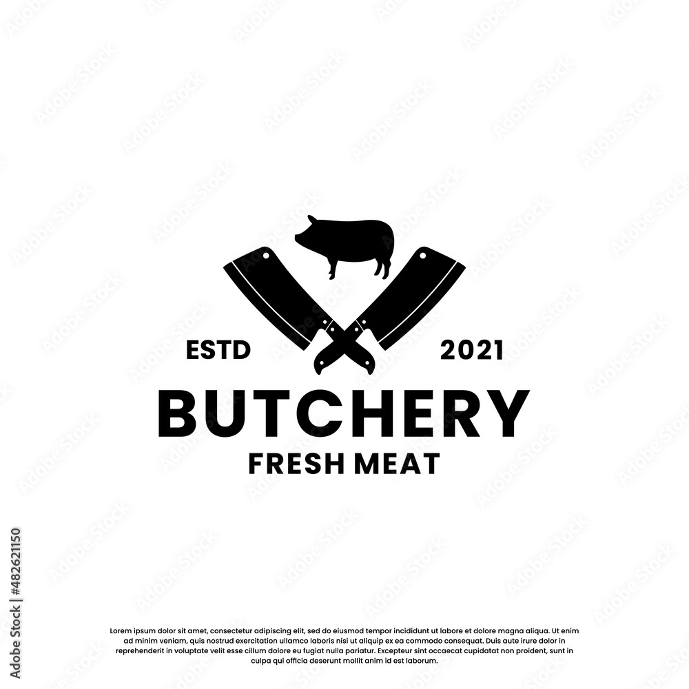 butchery logo design. butcher meat logo vintage Stock Vector | Adobe Stock