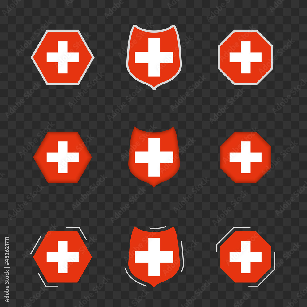National symbols of Switzerland on a dark transparent background ...