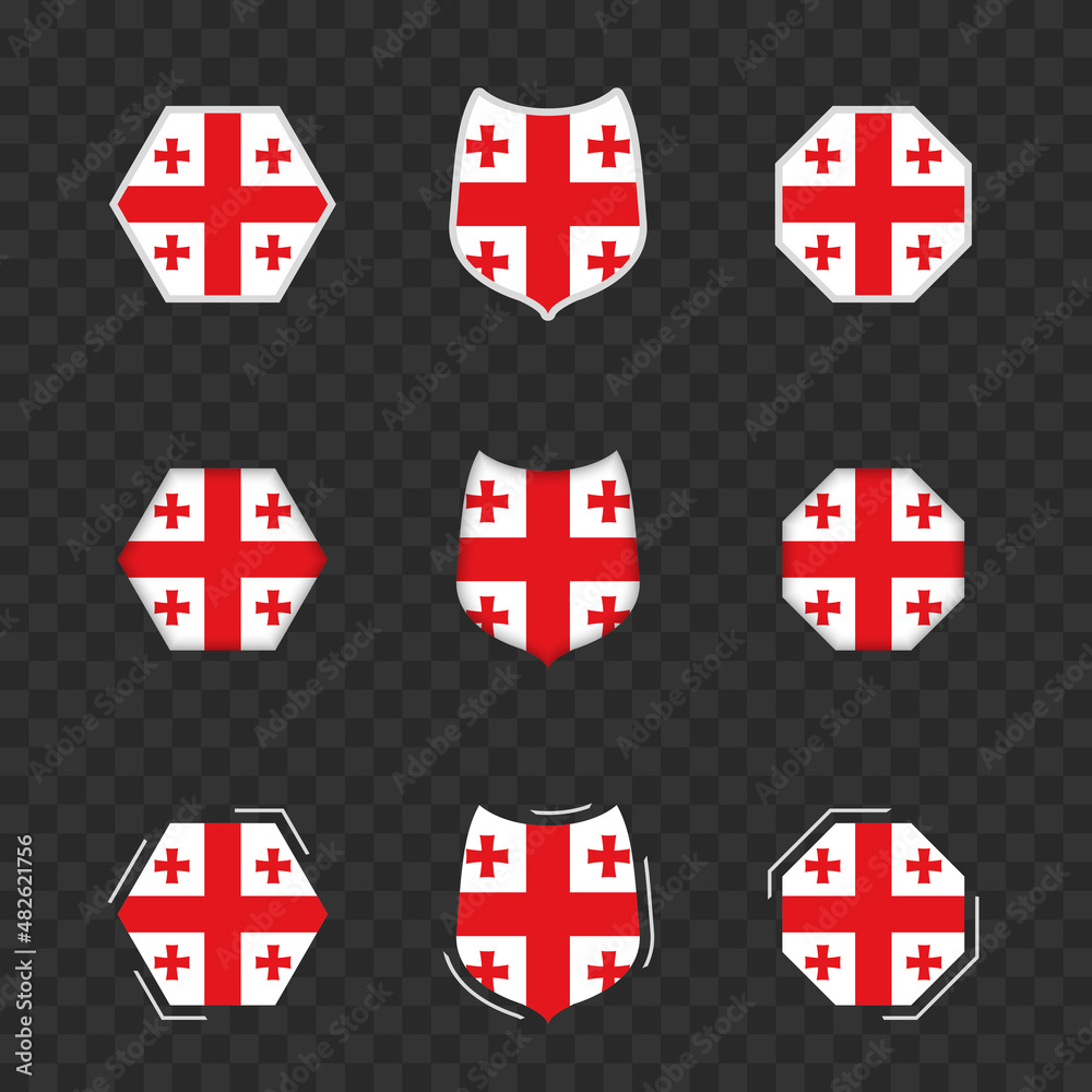 National symbols of Georgia on a dark transparent background, vector ...