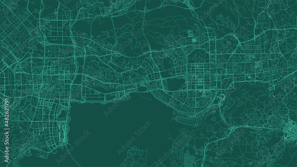 Shenzhen city China municipality vector map. Green street map ...