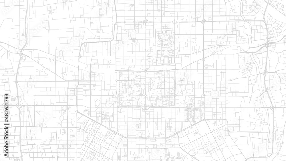 Xi'an map city poster, white and grey horizontal background vector map ...