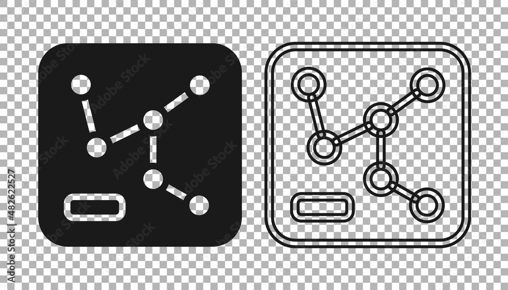 Black Railway map icon isolated on transparent background. Vector Stock ...
