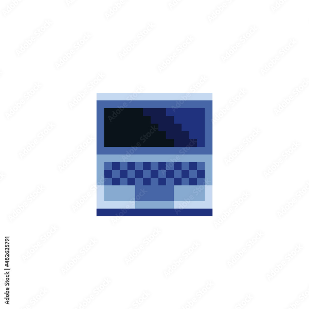 Open laptop pixel art style icon element design for logo mobile app ...