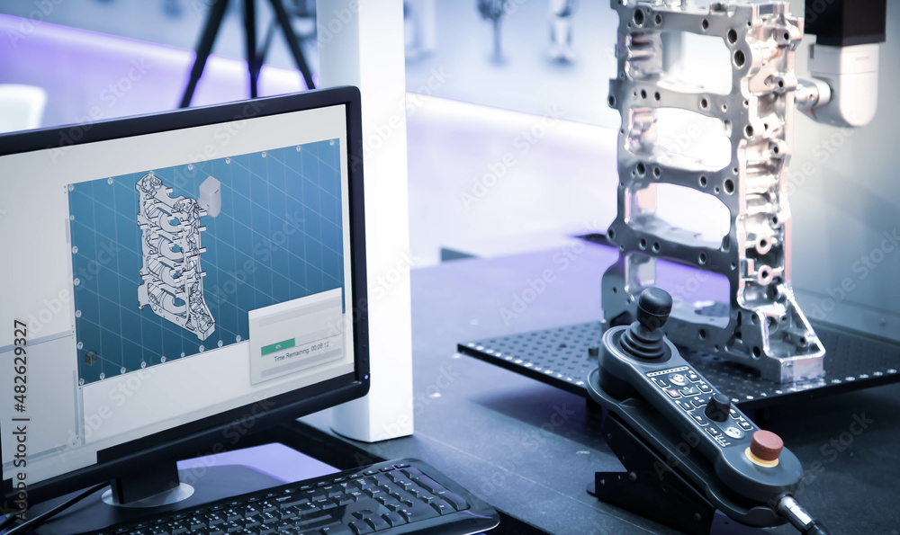 CMM Coordinate Measuring Machine inspecting dimension of automotive ...