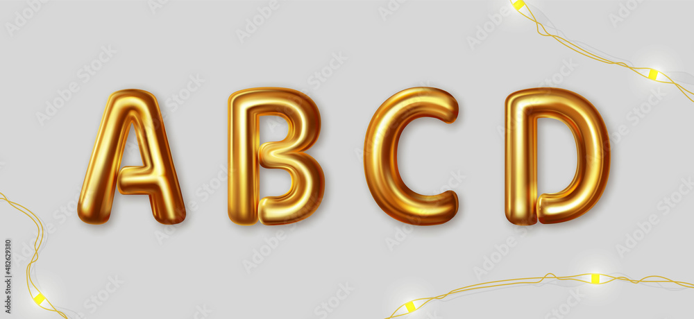 Metallic gold alphabet letters symbol - ABCD. Creative vector ...