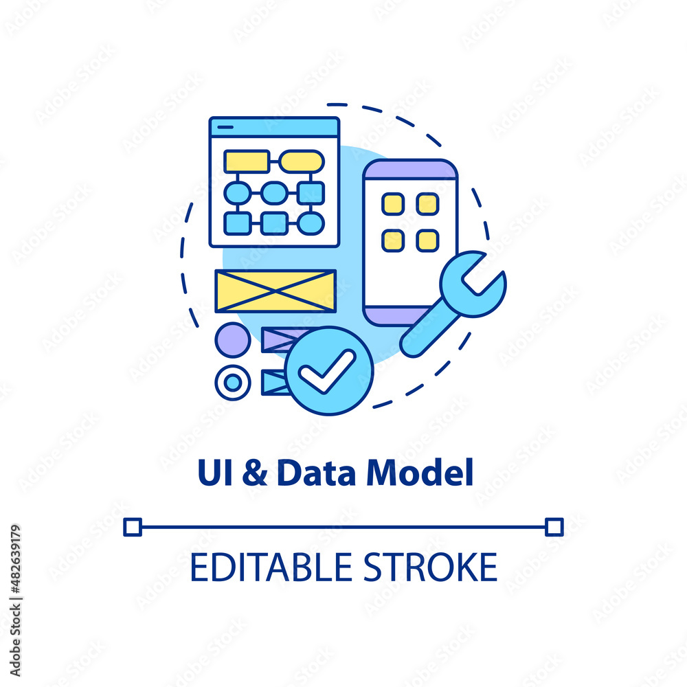 UI and data model concept icon. Efficient UX for application. Web 3 0 ...