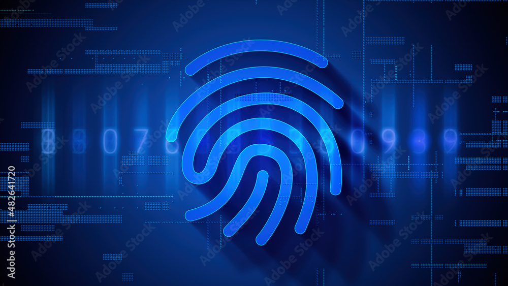 Biometric fingerprint sensor symbol for security identity verification ...