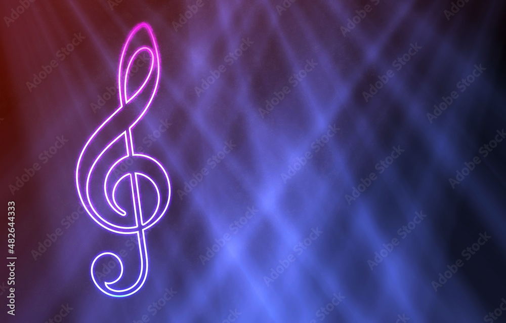 neon treble clef with blue rays light Stock Illustration | Adobe Stock