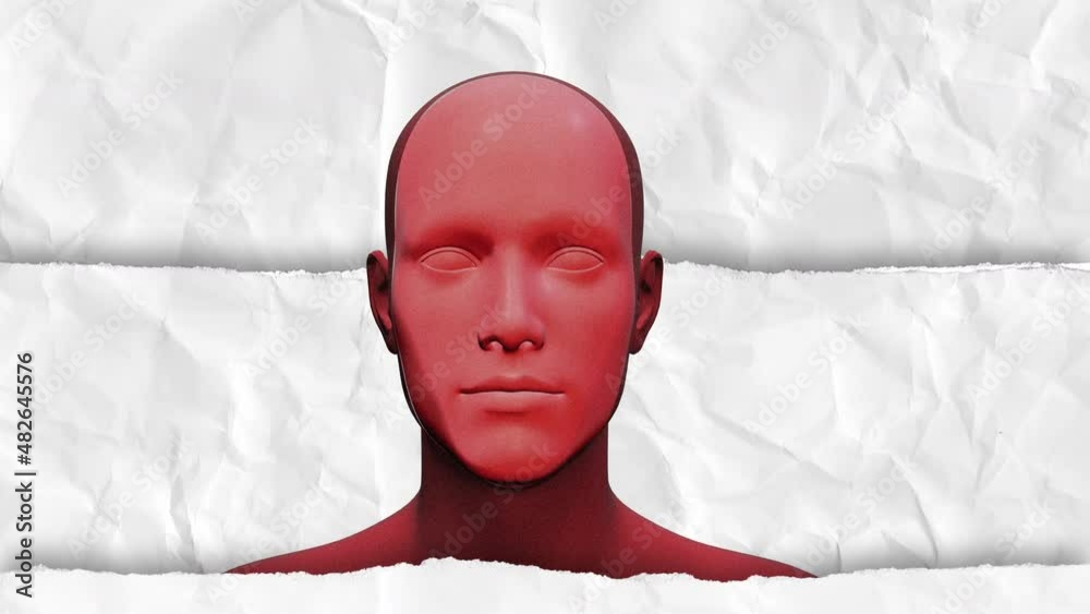 Human body abstract art concept with crumpled paper. Realistic 3d ...