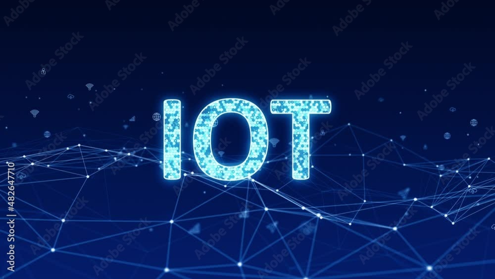 Motion graphic of Blue digital IOT logo with line connection and ...