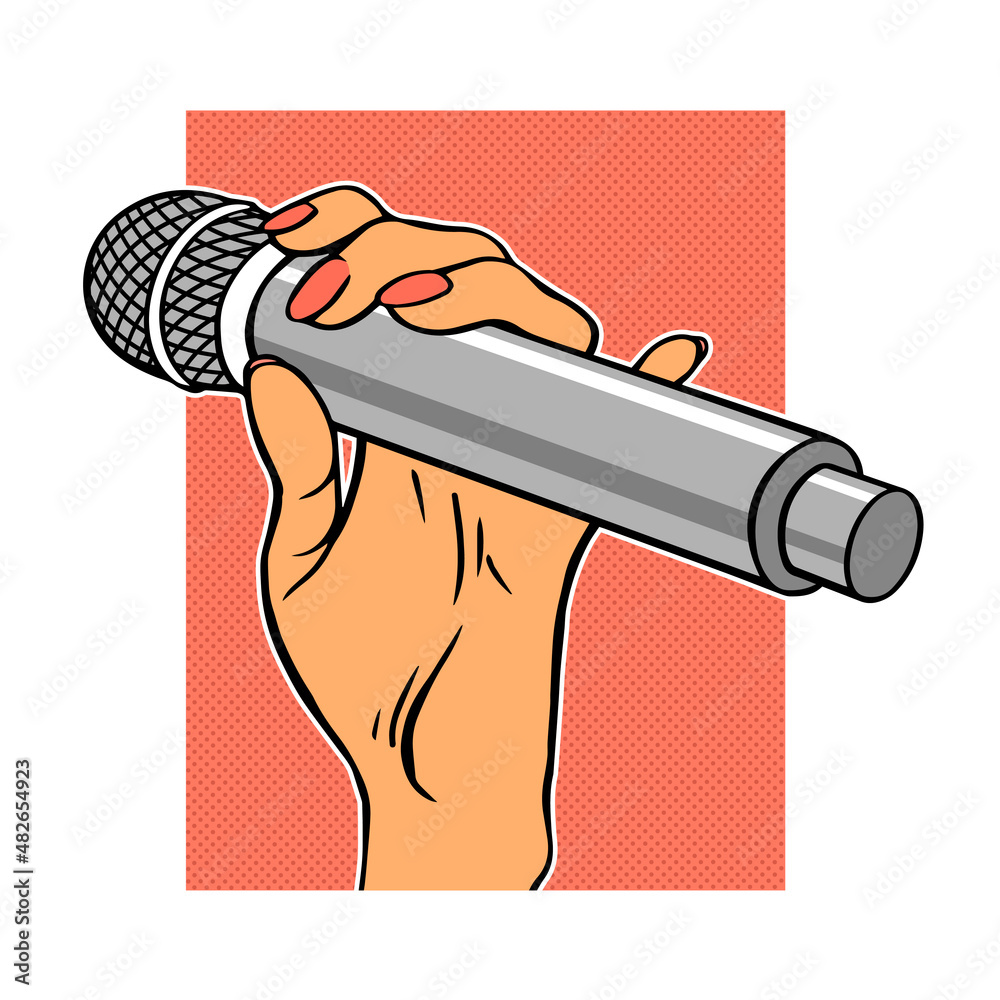 Female Hand With A Microphone Woman Singer And Host Of The Show