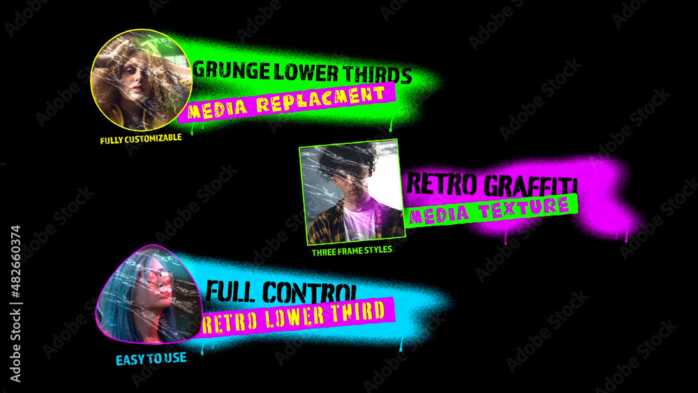 Retro Graffiti Lower Third Stock Template | Adobe Stock