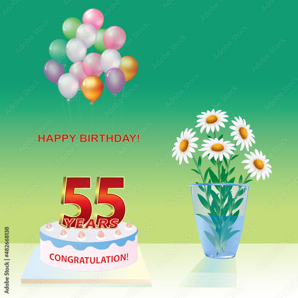 Anniversary 55th celebration, greeting card happy birthday 55 years ...