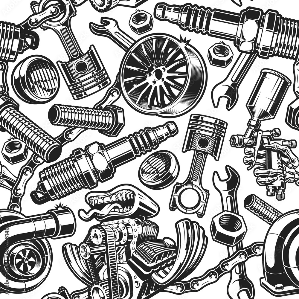 Auto Parts seamless background, this background can be used as ...