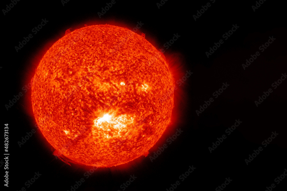 The sun from space on a dark background. Elements of this image ...