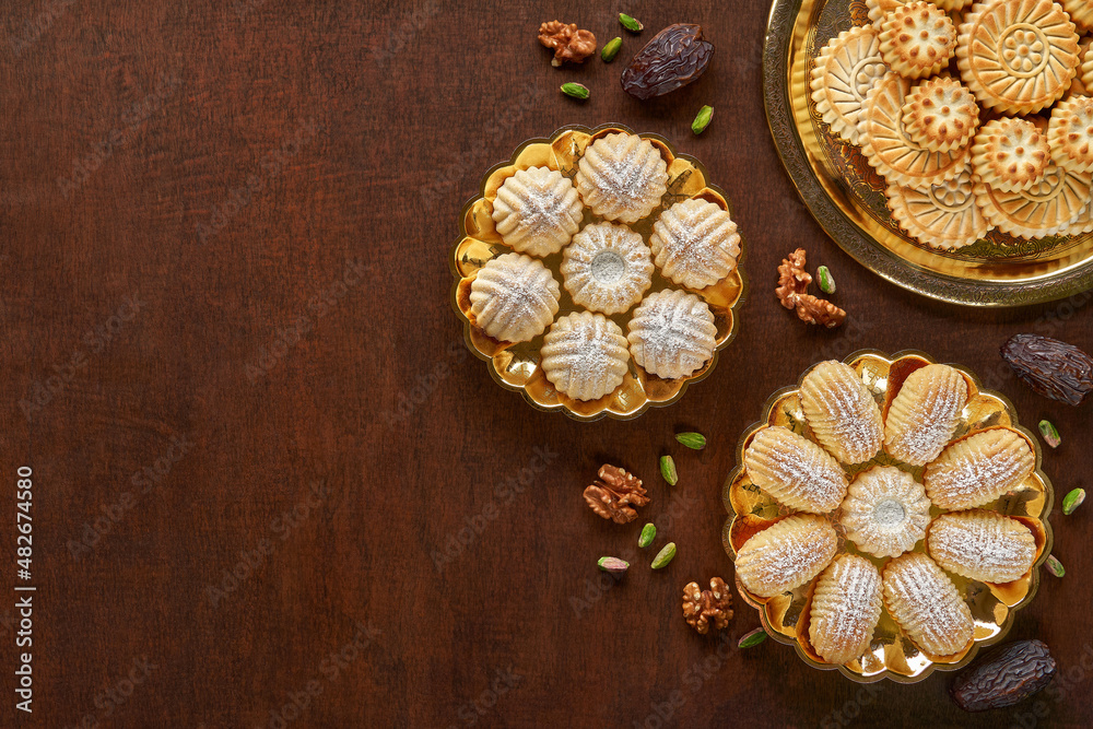 Assorted semolina maamoul or mamoul cookies with dates , walnuts and ...