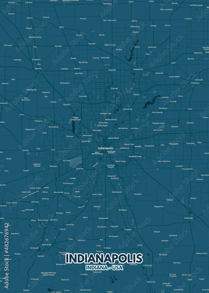 Poster Indianapolis - Indiana map. Indianapolis - Indiana road map ...