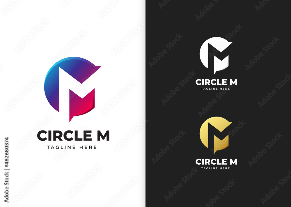Letter M logo vector illustration with circle shape design Stock Vector ...