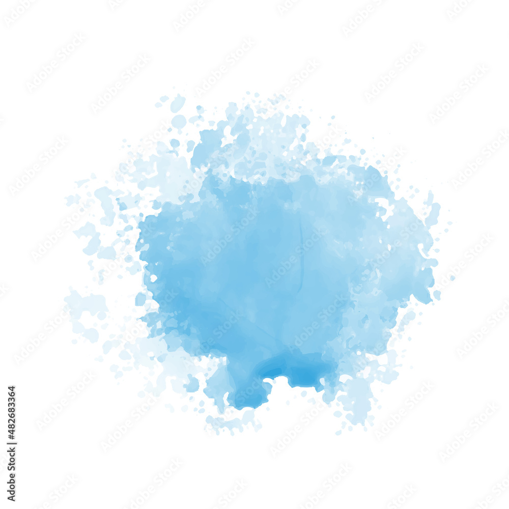 Abstract pattern with blue watercolor cloud on white background. Cyan ...