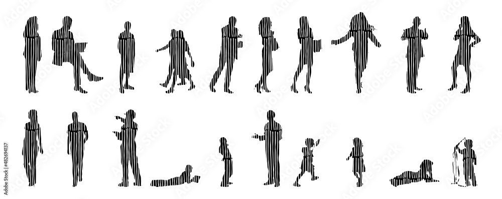 Stockvector Vector Illustration Outline Silhouettes Of People Contour