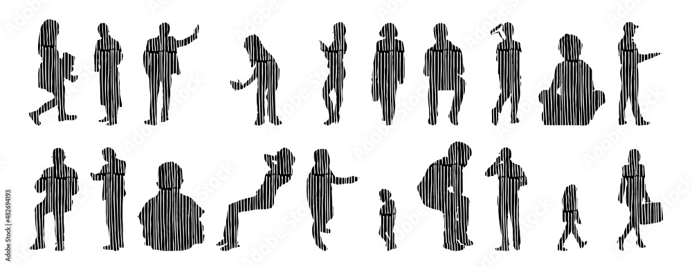 Stockvector Vector Illustration Outline Silhouettes Of People Contour