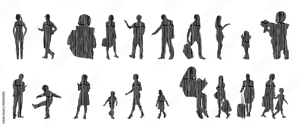 Stockvector Vector Illustration Outline Silhouettes Of People Contour