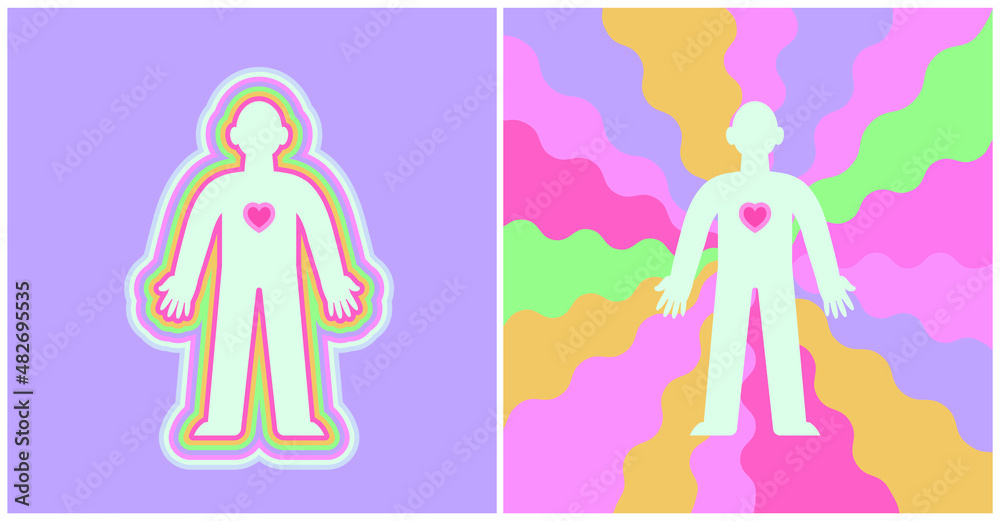 Aura and positive vibrations concept. Illustration of a healthy mind ...