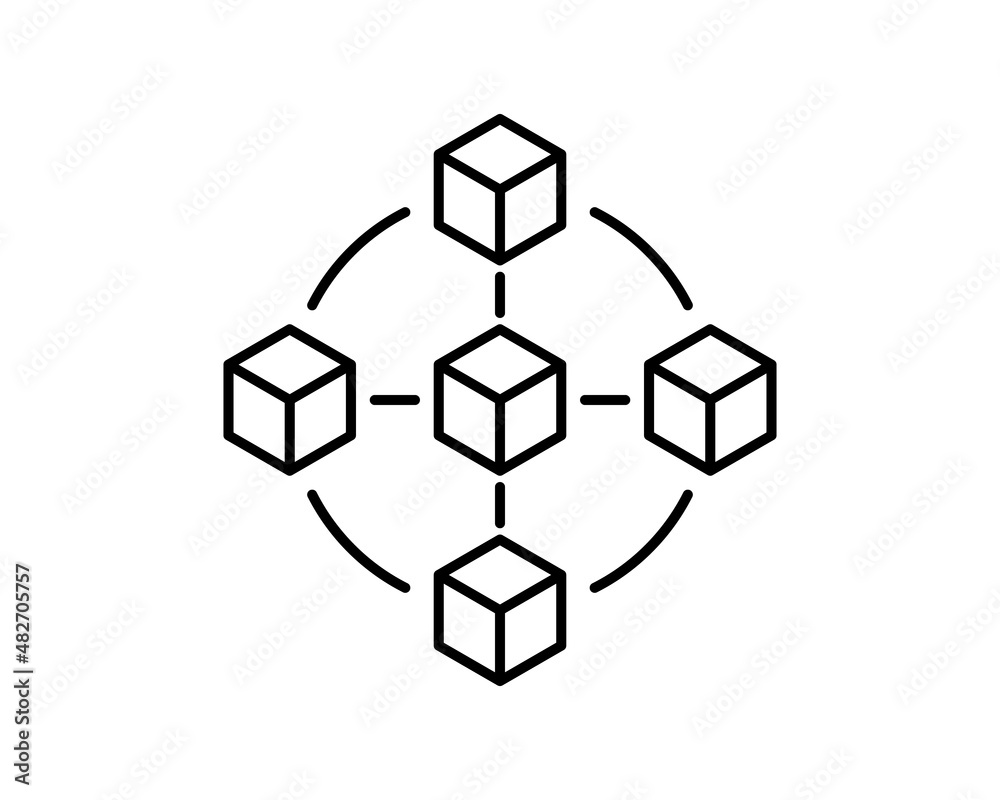 Blockchain technology modern icon. Vector block chain symbol or logo ...