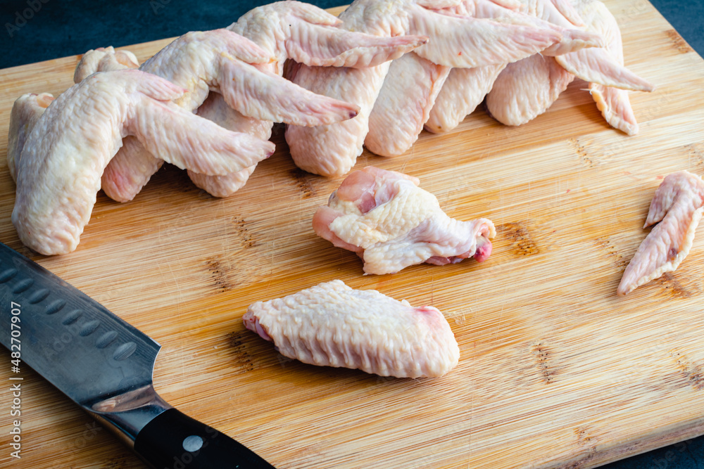 Cutting Up Raw Chicken Wings into Wingettes and Drumettes: Cutting ...