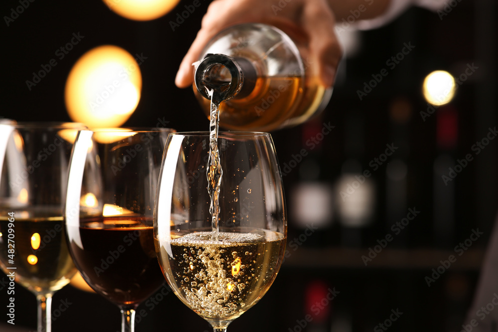 Bartender preparing wine tasting set indoors, closeup Stock Photo ...