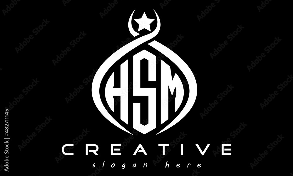 HSM three letters monogram curved oval initial logo design, geometric ...