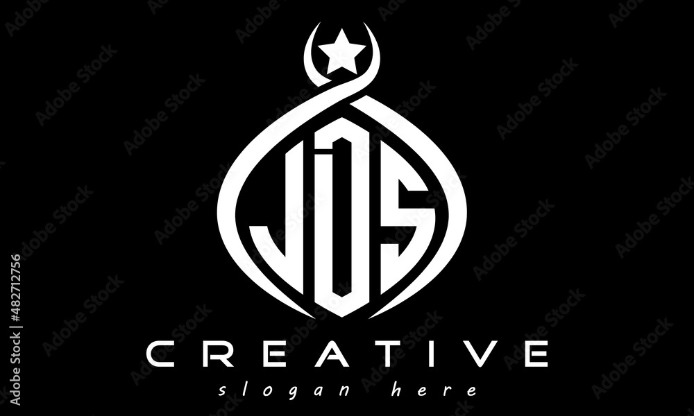 JDS three letters monogram curved oval initial logo design, geometric ...