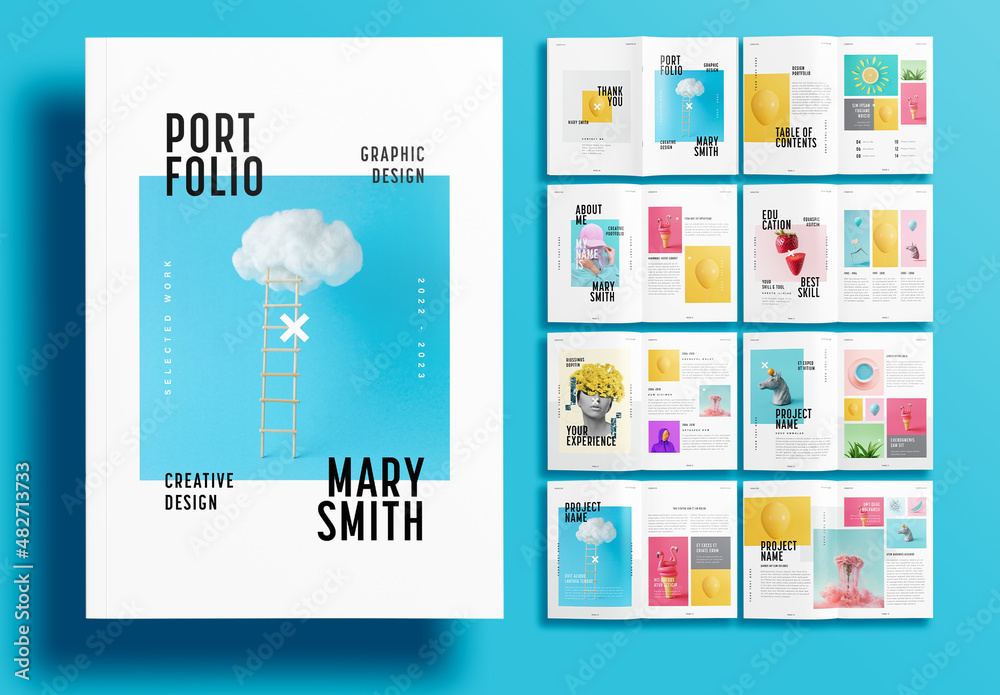 Blue Portfolio Layout Stock Template | Adobe Stock
