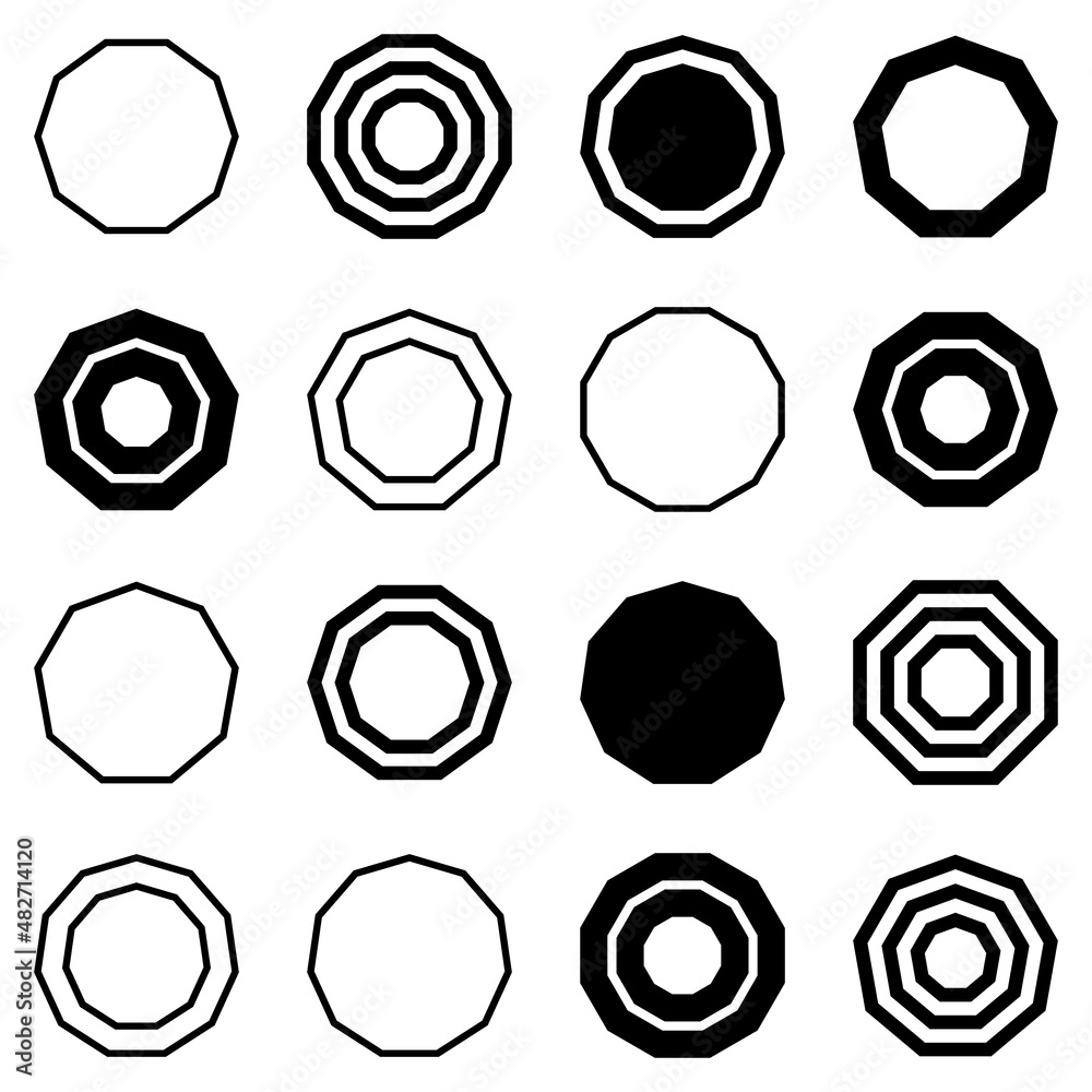 Polygon Flat Icon Set Isolated On White Background Stock Vector | Adobe ...