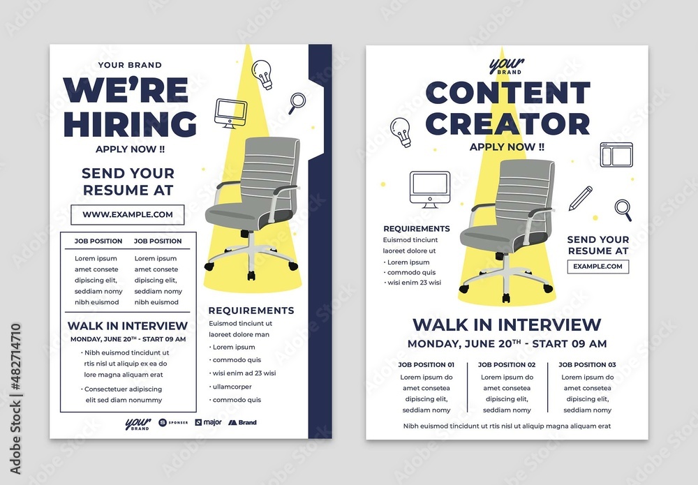 Creative Job Vacancy Hiring Flyer Poster Layout Stock Template | Adobe ...
