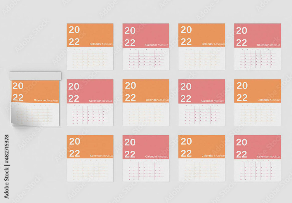Front View of Set of Calendars Mockup Stock Template | Adobe Stock