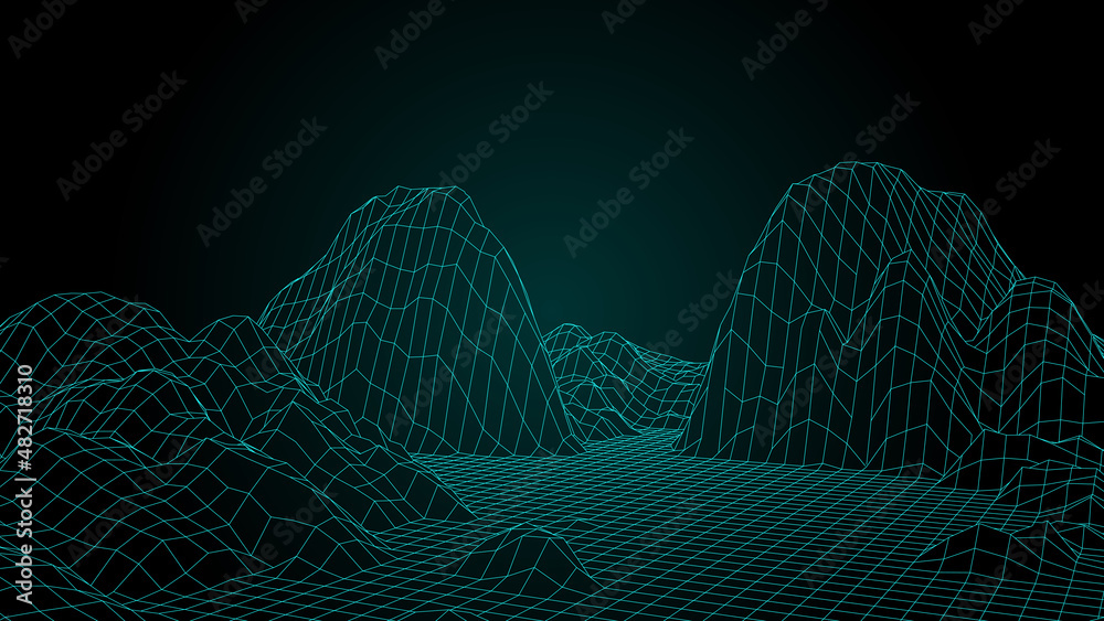 Abstract dark background with linear grid. The framework of the ...