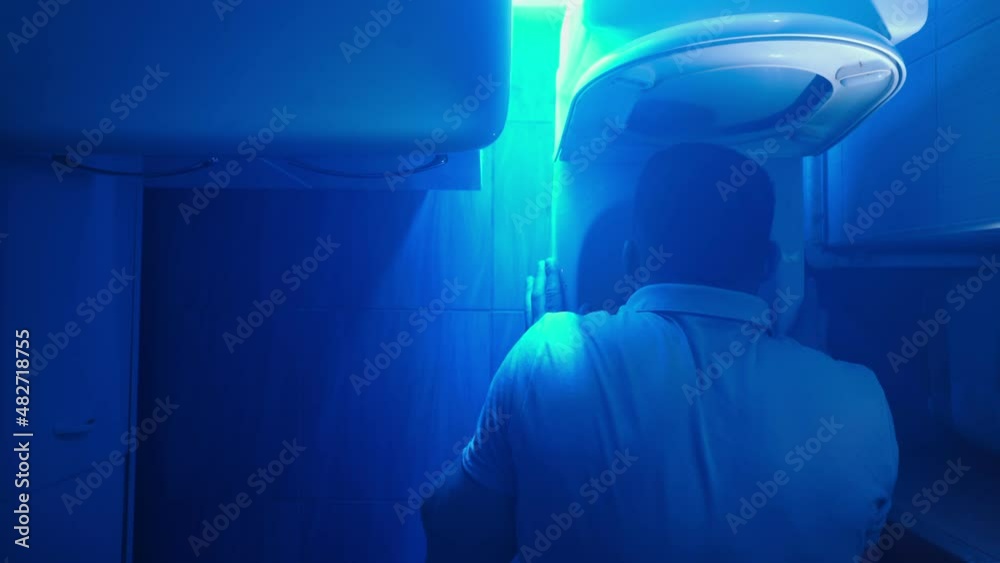 Drunk Man Vomits into the Toilet After a Night Party. Food Poisoning ...