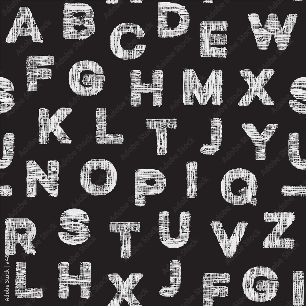 Seamless pattern of capital English letters with a textile texture on a ...