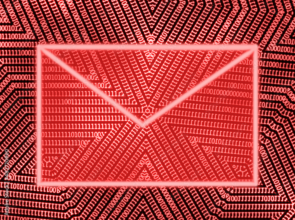 email envelope on red binary code background. Phishing hacker attack Stock Illustration | Adobe ...