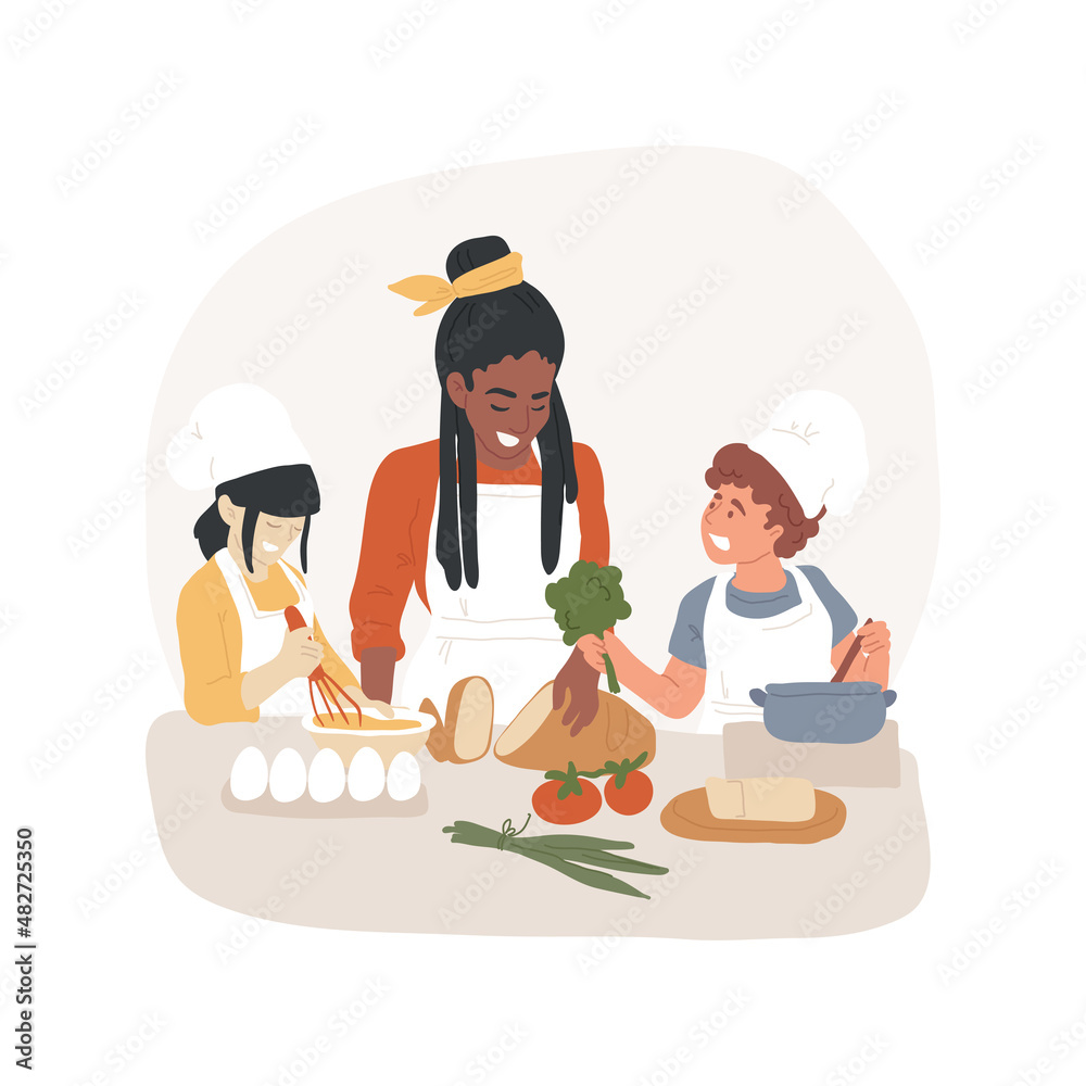 Cooking healthy meal abstract concept vector illustration. Children ...