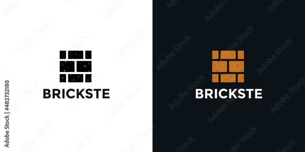 Modern Black and Brown Brick Logo, Brick Work Logo Template Stock ...