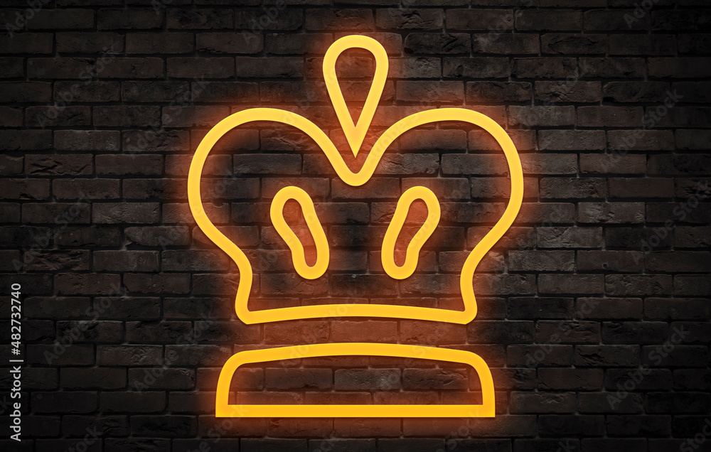 Icono de corona en neón de color amarillo. Stock Illustration | Adobe Stock