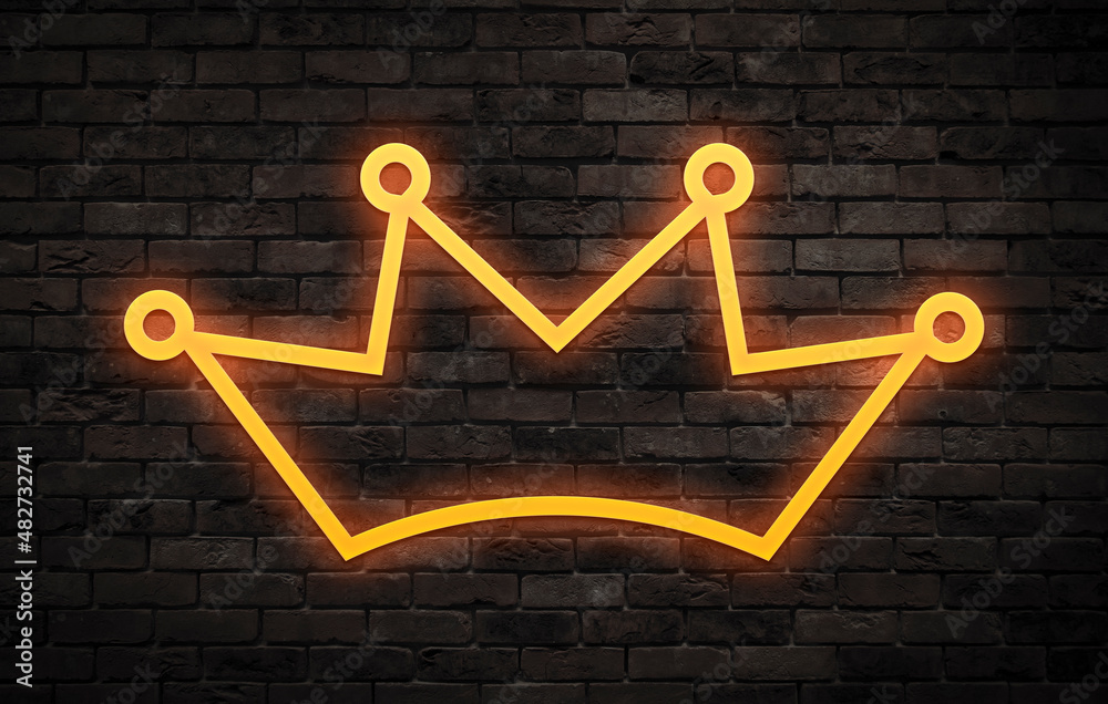 Icono de corona en neón de color amarillo. Stock Illustration | Adobe Stock