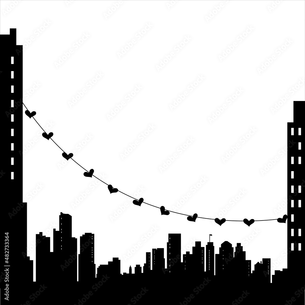 Heart vector with buildings as background. Stock Vector | Adobe Stock