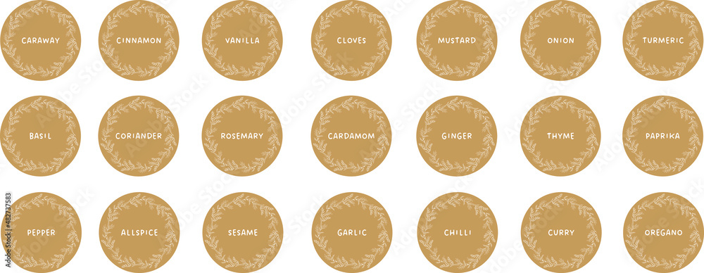 Vector set isolated food labels or stickers. Use to label kitchen food ...