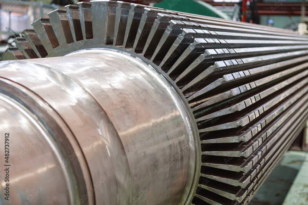 Workpiece of electric motor anchor in assembling workshop Stock Photo ...