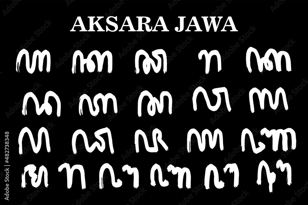 Set of Indonesia Traditional languages from java. traditional alphabet ...
